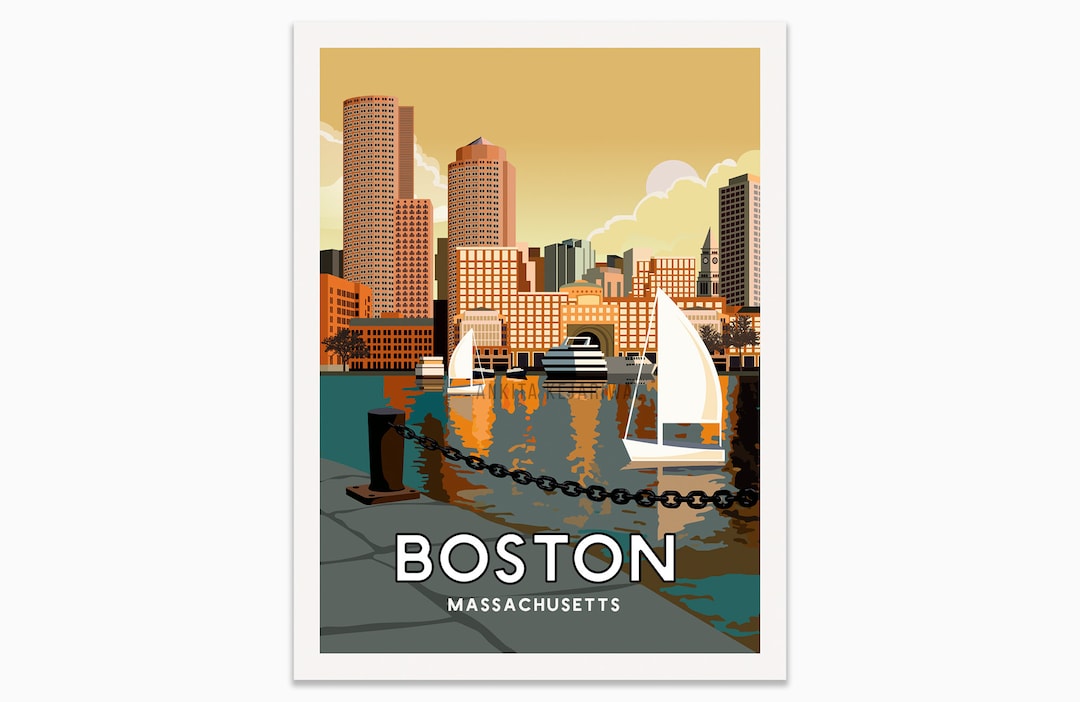 Boston Poster Wall Art, Boston Skyline, Boston Print, Boston Poster ...