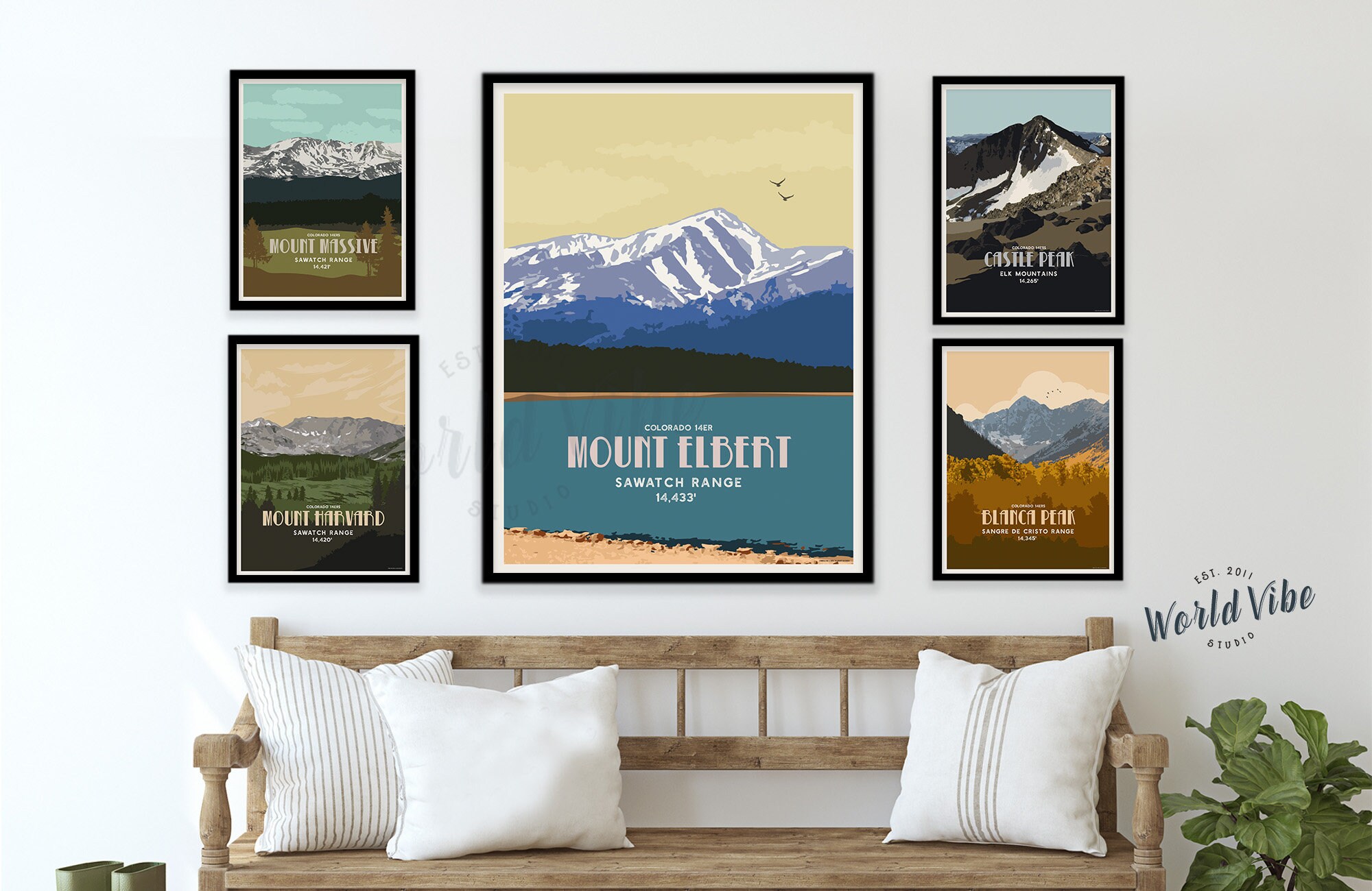 Colorado 14er Poster Mt Massive Colorado Fourteeners | Etsy