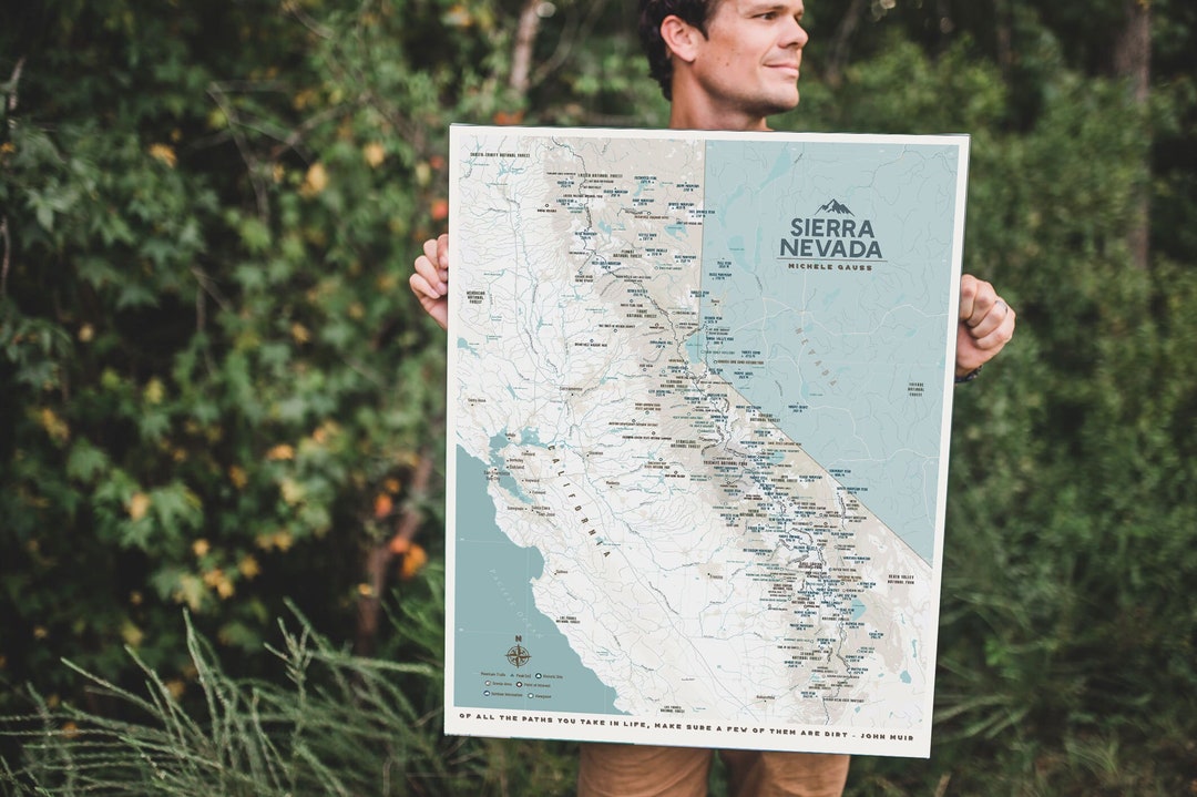 Sierra Nevada, Sierra Nevada Map, California Map, California Gifts ...