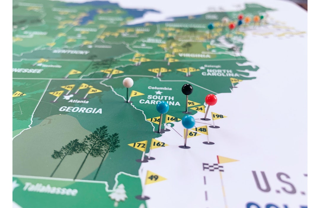 Personalized Golf USA Map: Push Pin Canvas, Top 200 Courses - Etsy