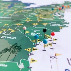 Personalized Golf USA Map: Push Pin Canvas, Top 200 Courses - Etsy