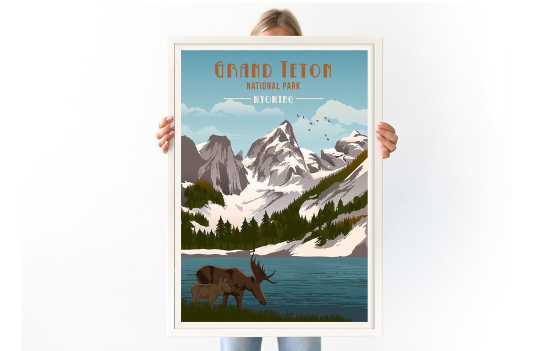 Grand Teton National Park Poster: Illustrated Travel Print - Etsy