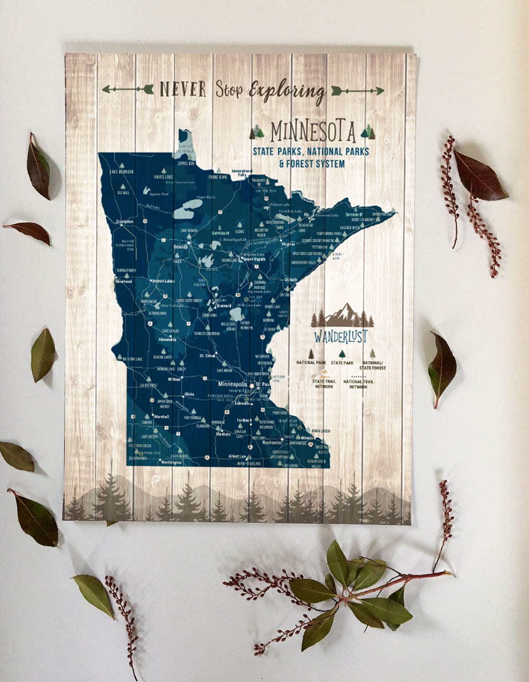 Minnesota Gifts, Minnesota State Decor, State Parks Map, Minnesota ...