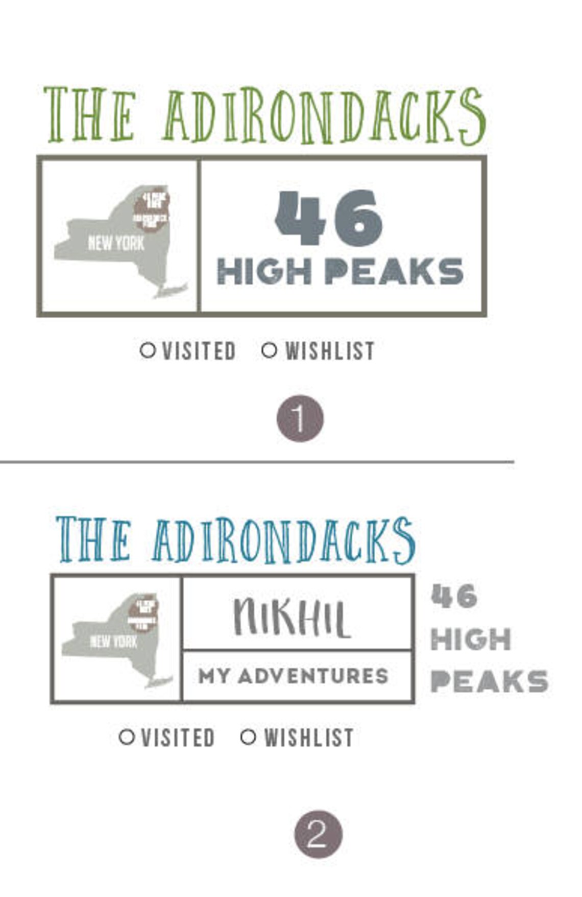 Adirondack High Peaks Mountains 46 Peaks New York Park Map - Etsy