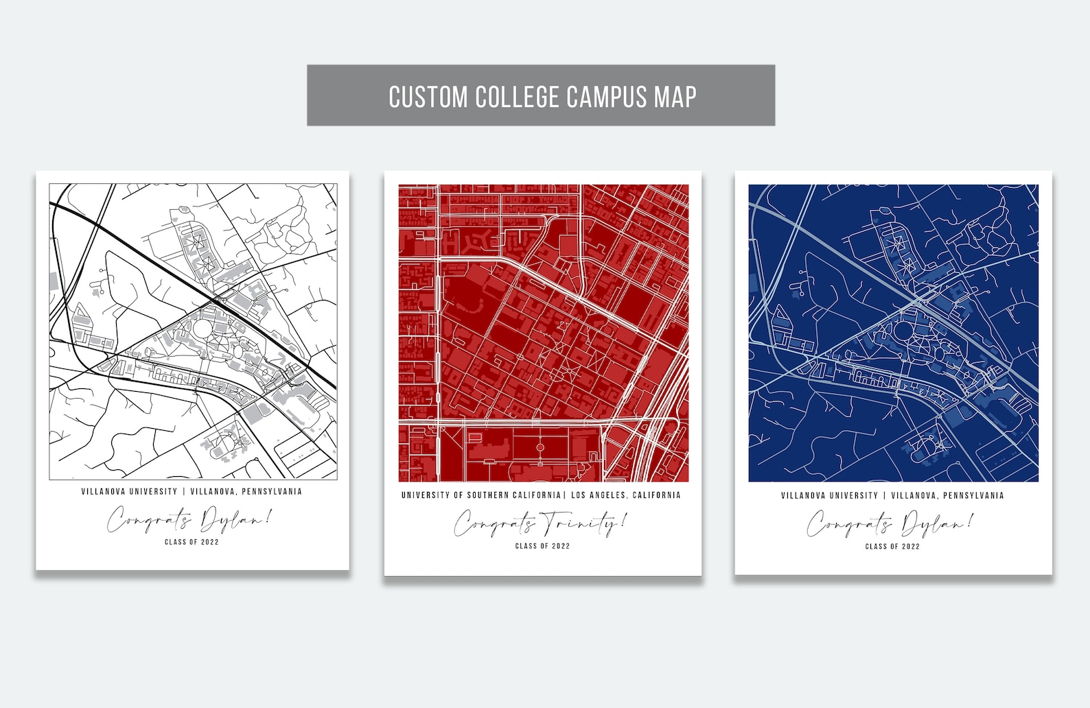 High School Graduation Gift for Her, Custom Campus Map Gift ...