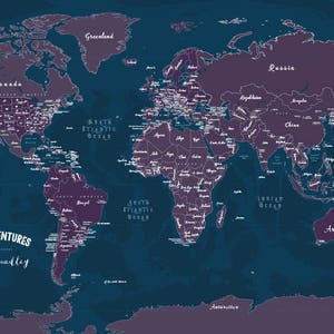 Wine Travel Map Decor, World Vineyards, 24X36, Custom Wine Map ...