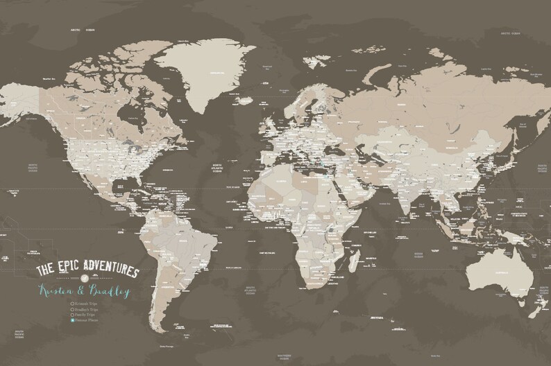 Large Map Poster Worldmap Details 24x36 Inches Custom Sizes | Etsy