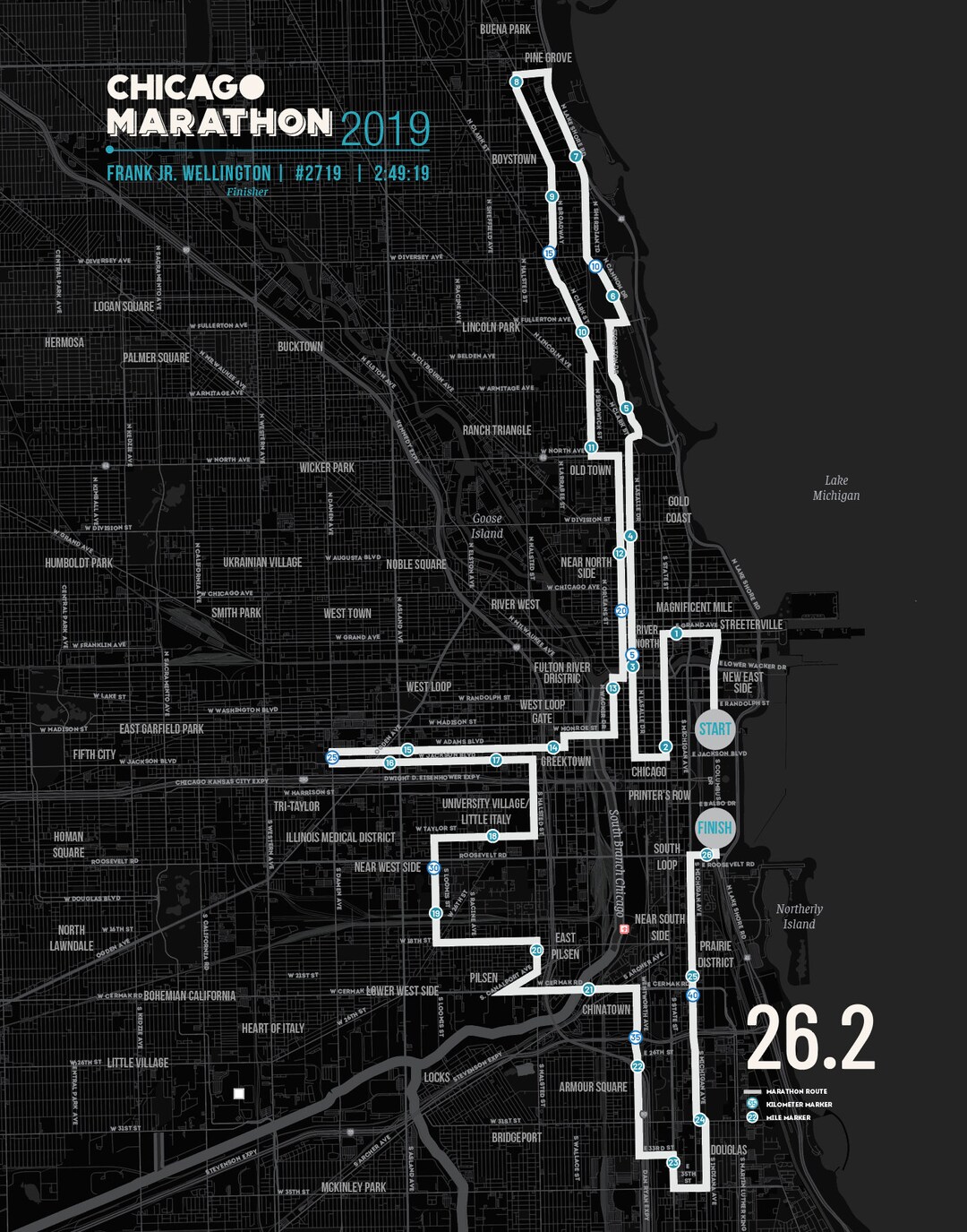 Chicago Marathon Runner Gift, Running Gifts, Marathon Map, Marathon ...