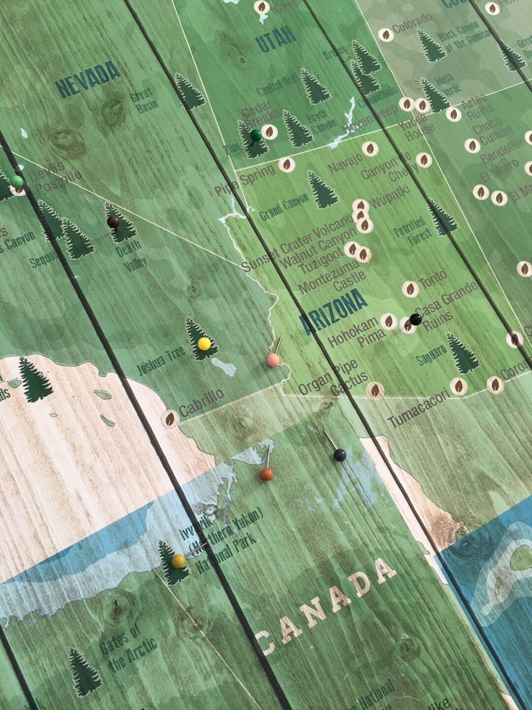 National Parks, National Park Art, Push Pin Map, USA Parks, Travel ...