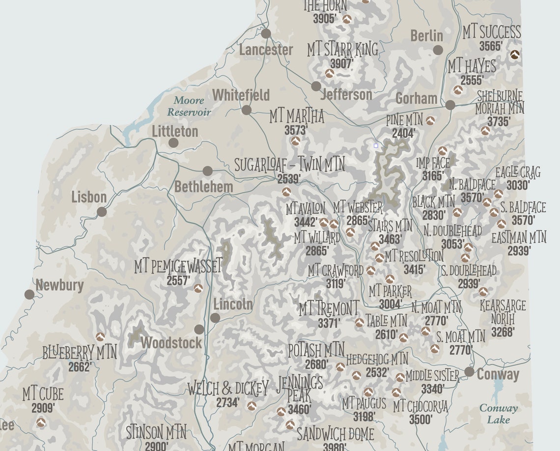 New Hampshire Wall Art New Hampshire Map 52 With a View New - Etsy