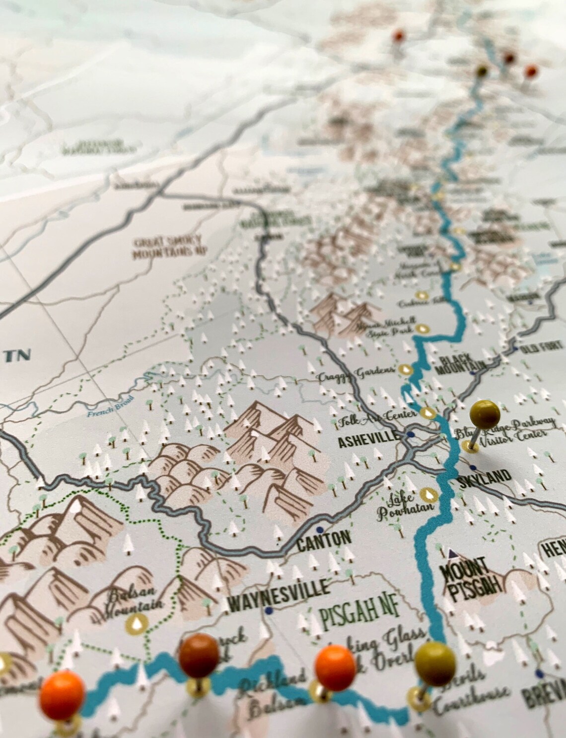 Blue Ridge Mountain Wall Art Blue Ridge Parkway Map Trail - Etsy