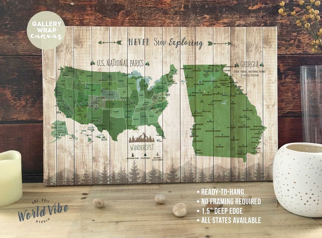 Georgia Gifts, Sate Parks of Georgia, Hikers Gifts, State Park Wall Art ...