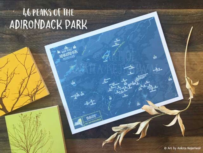 46 High Peaks Adirondack Decor High Peaks Hiking Map New - Etsy