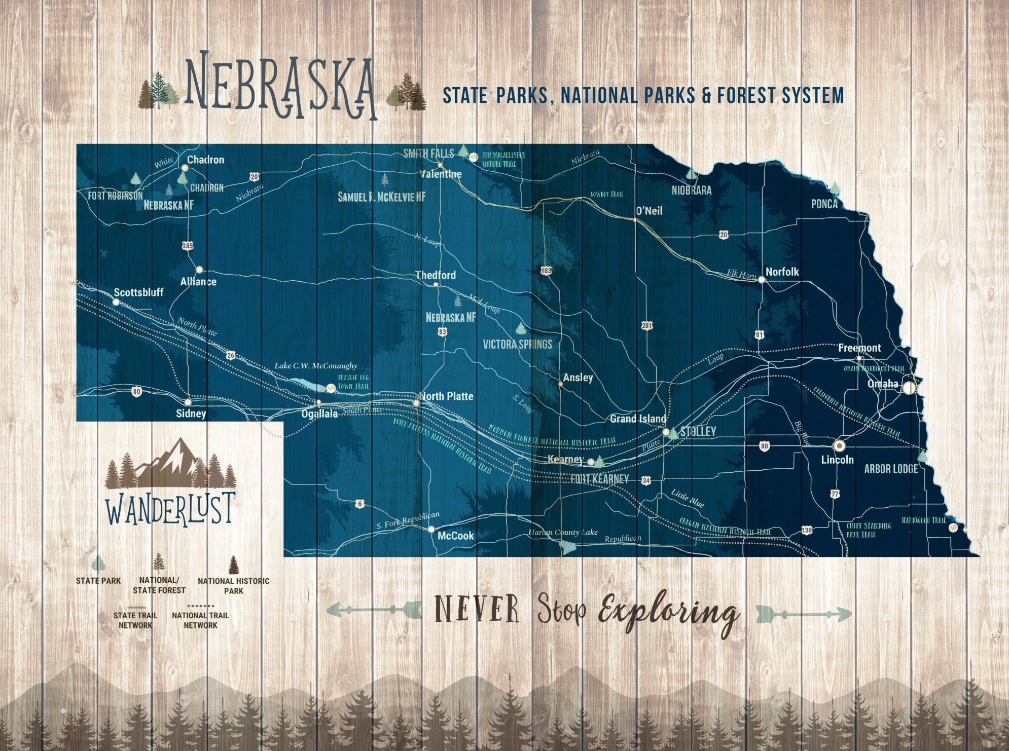 Nebraska State Print State Wall Art Nebraska Wall Art State | Etsy