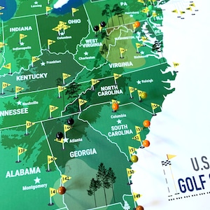 USA Golf Course Map Art: Push Pin Travel Tracker, Gift for Golfers - Etsy