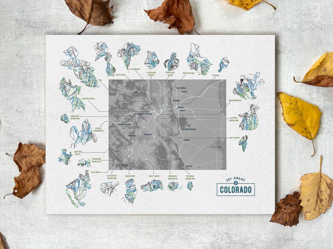 Colorado Ski Trails Map, Snowboarding Wall Art, Ski Gifts for Boyfriend ...