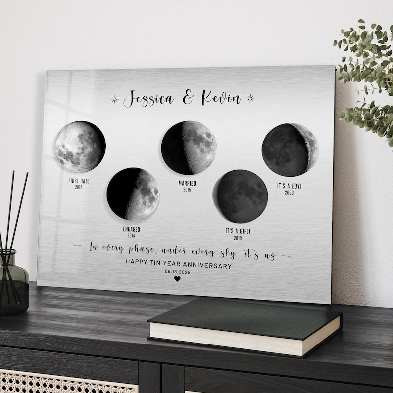 10th Anniversary Gift for Wife, Custom Moon Phase, Tin Gift for Him ...