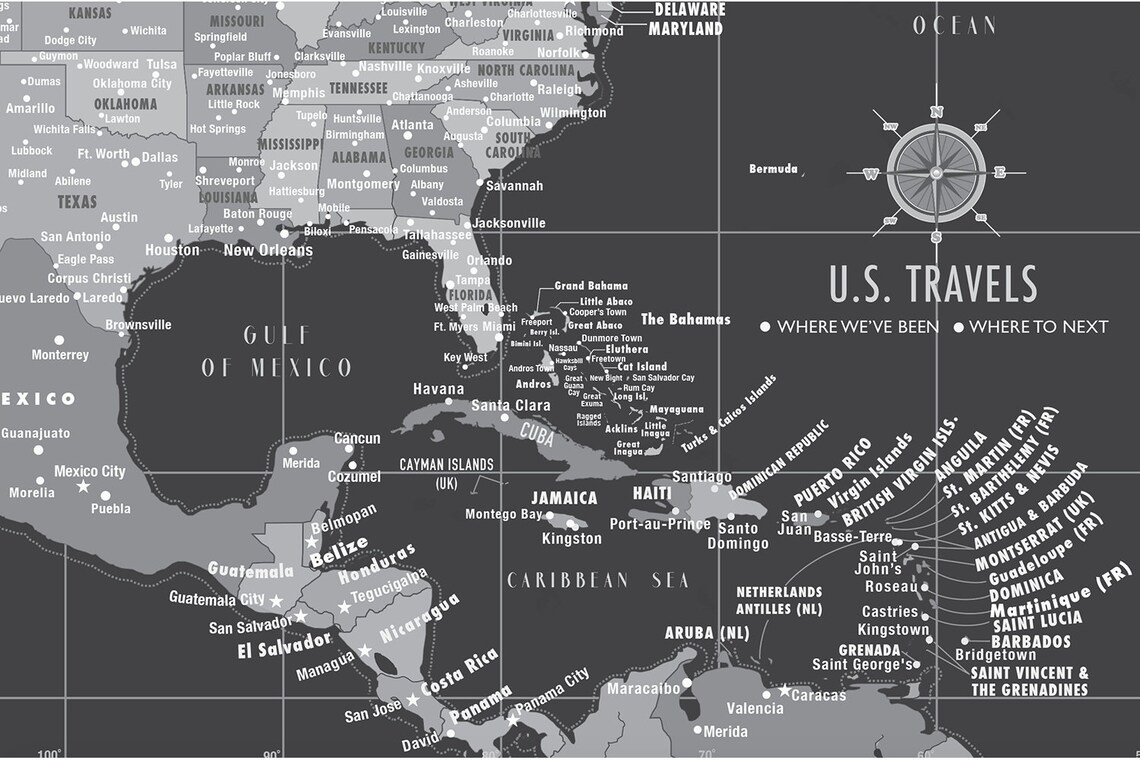 US Travel Pin Board Map Modern Push Pin Canvas Map of USA | Etsy