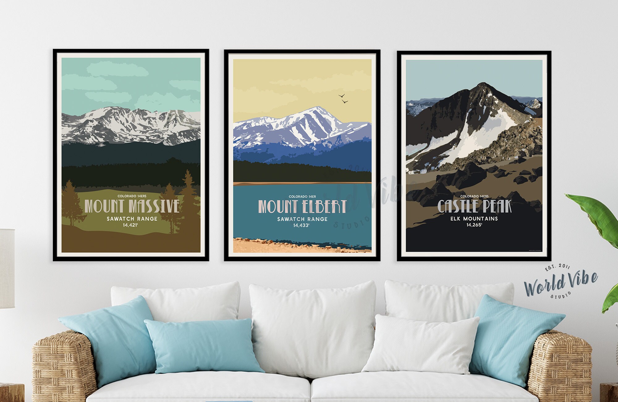 Colorado 14er Poster Mt Massive Colorado Fourteeners - Etsy UK