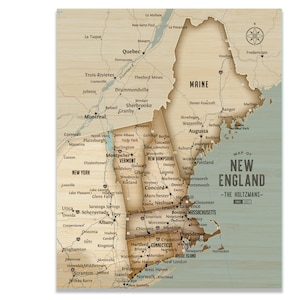 New England Map, Push Pin Travel Map, Personalized Canvas Map, New ...
