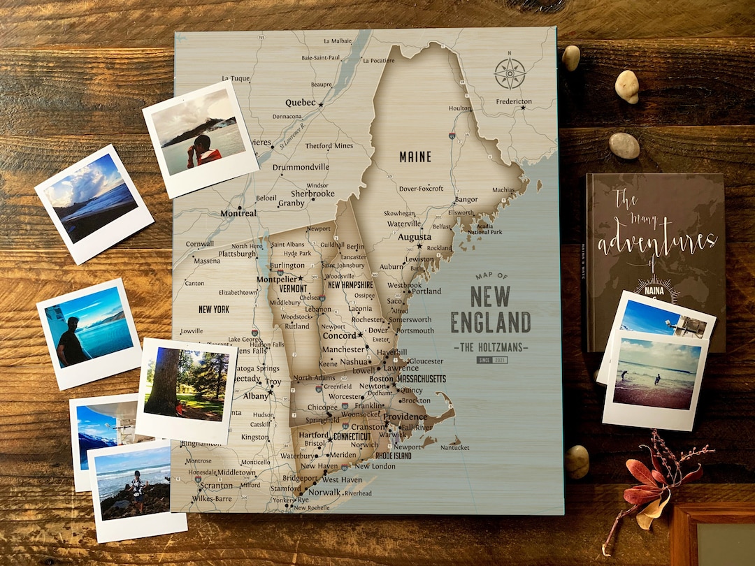 Push Pin Map of New England, Personalized Canvas Map, New England Wall ...
