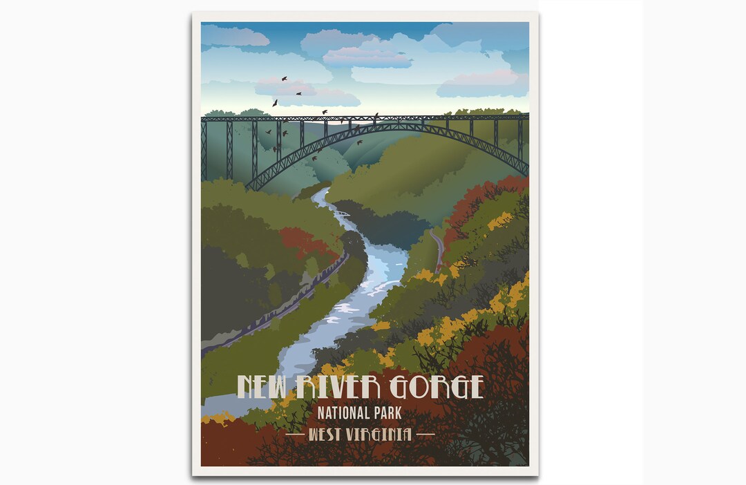 New River Gorge National Park Poster, National Park Art, National Parks ...