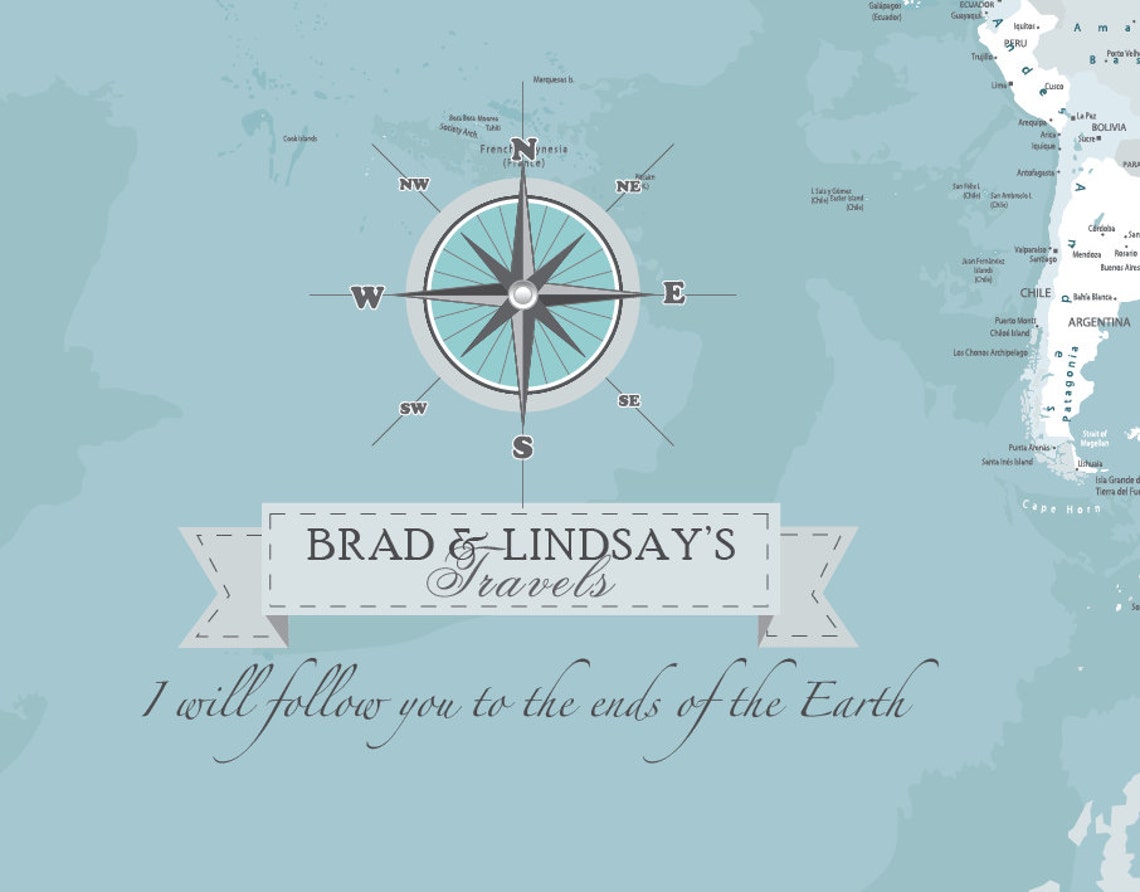 Gift for Dad Map Gift for Parent Map With Compass World | Etsy