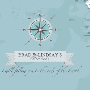 Gift for Dad Map Gift for Parent Map With Compass World - Etsy