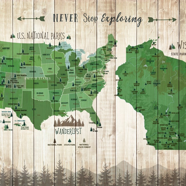 Wisconsin Map Push Pin - Etsy