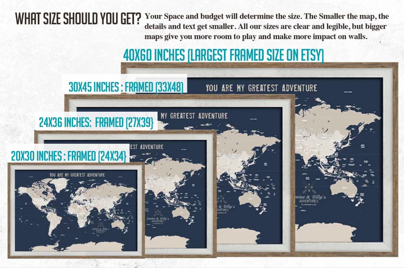 World Map Wall Art, Framed World Map, World Map Poster, Bedroom Wall ...