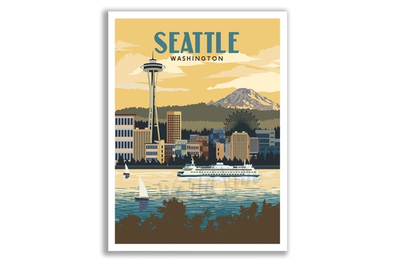 Seattle Art Seattle Wall Art City Wall Prints City Art - Etsy