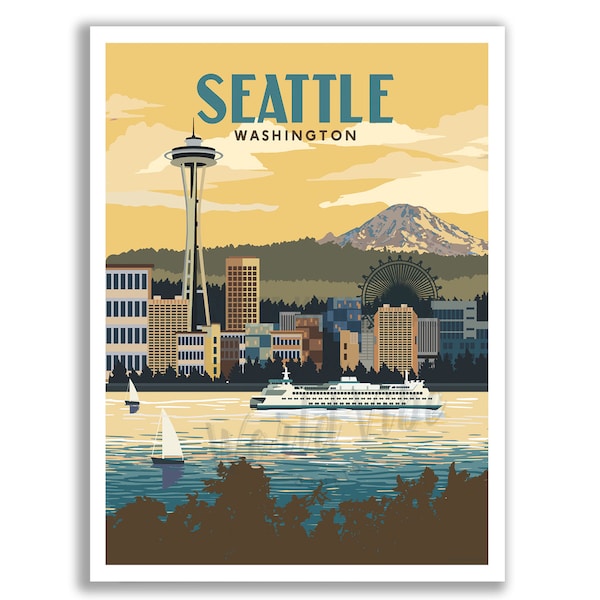 Seattle Poster - Etsy