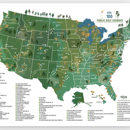 Push Pin Map of World Top 100 Golf Courses Anniversary Gift - Etsy