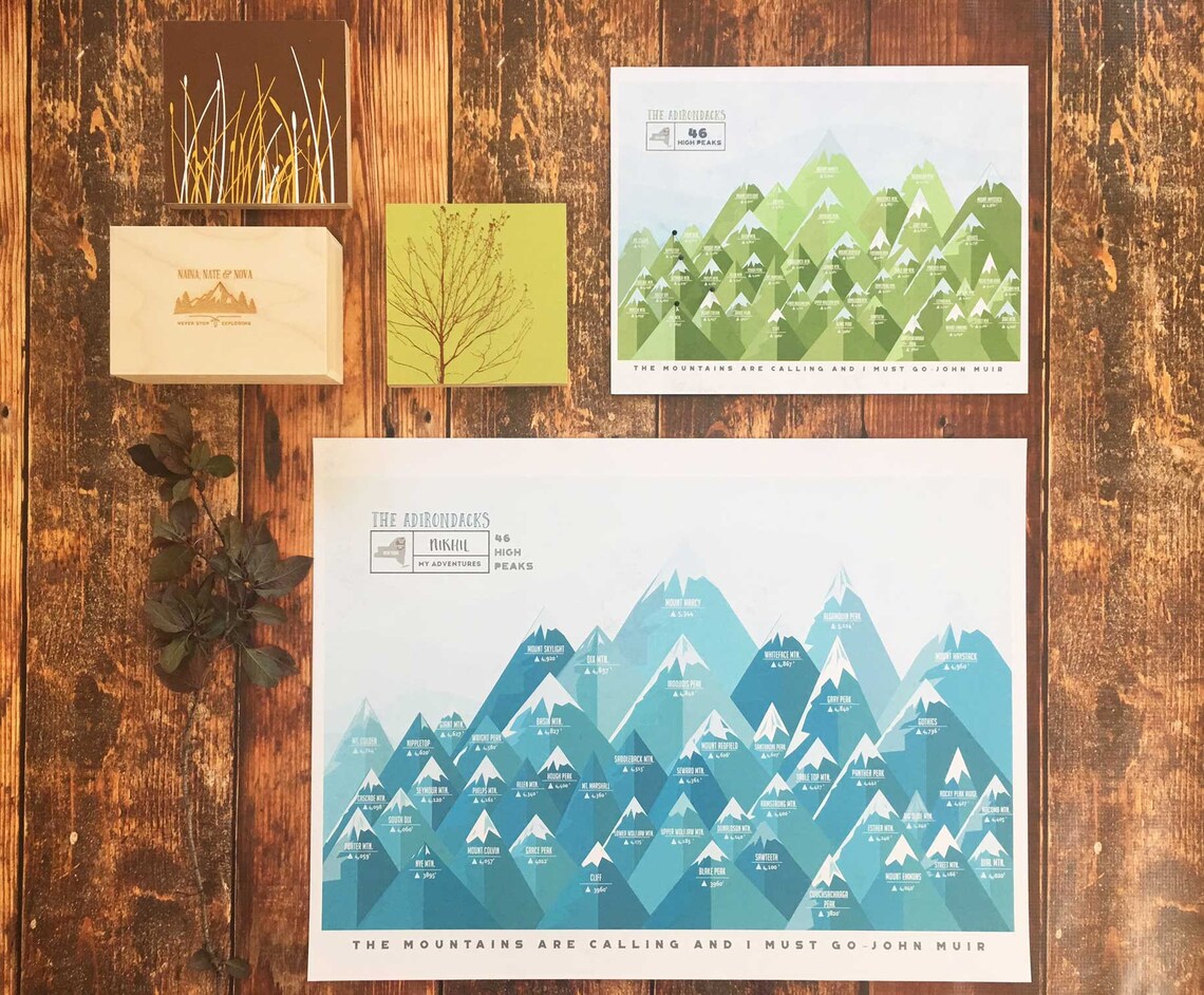 Adirondack High Peaks Mountains 46 Peaks New York Park Map - Etsy