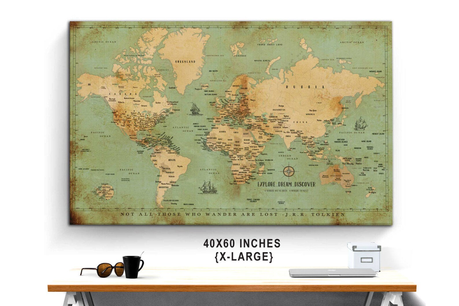 US Travel Pin Board Map Modern Push Pin Canvas Map of USA | Etsy