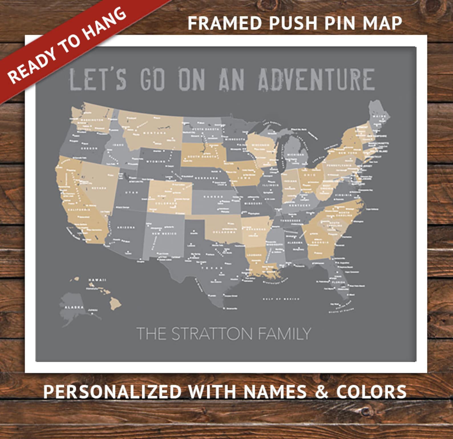 Map of United States Push Pin Travel Map US Push Pin Map - Etsy