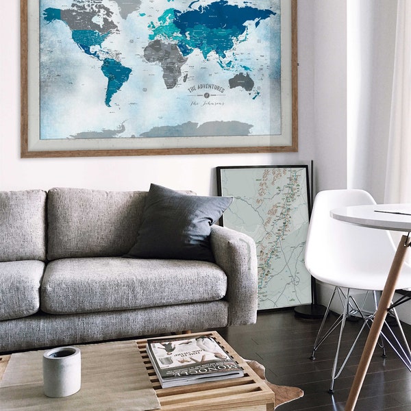 Framed World Map - Etsy
