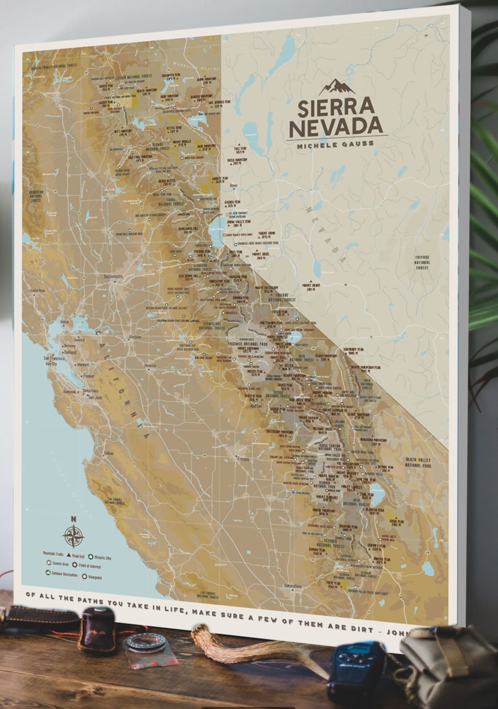 Sierra Nevada Sierra Nevada Map California Map California | Etsy