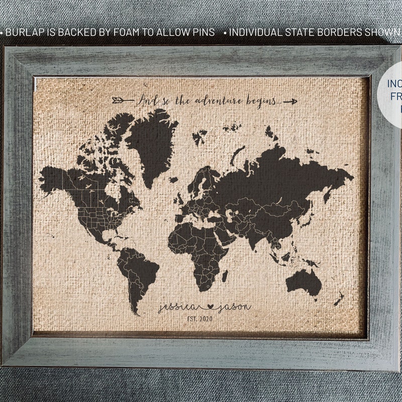 Push Pin World Map - Etsy