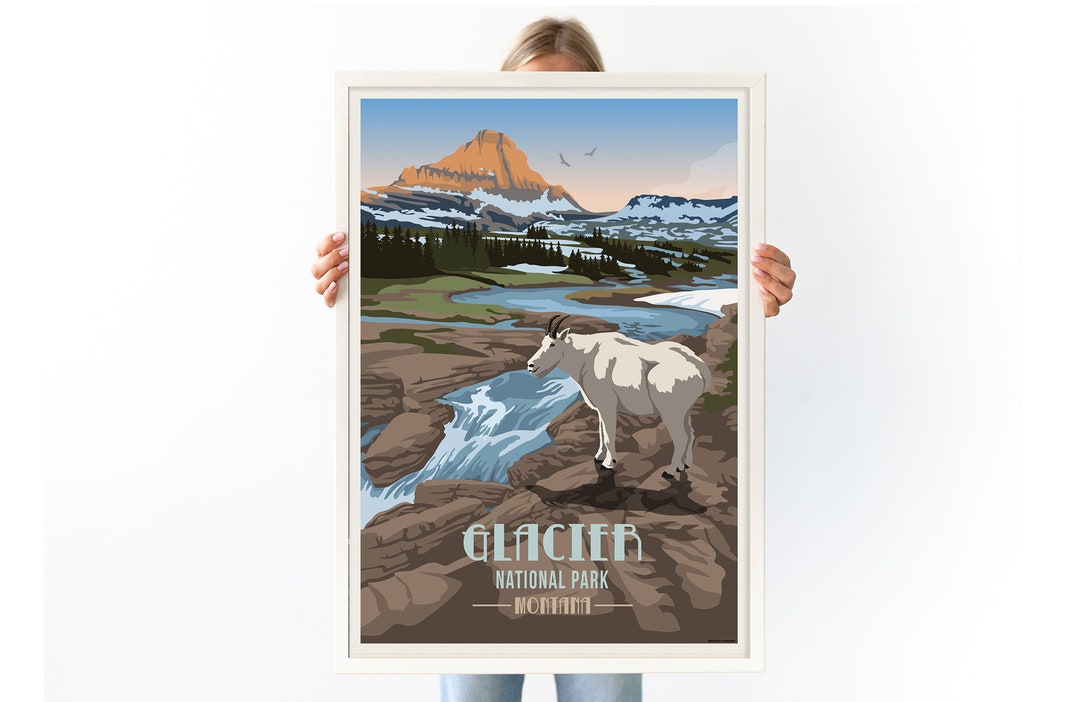 Glacier National Park Poster, National Park Poster, National Park Art ...