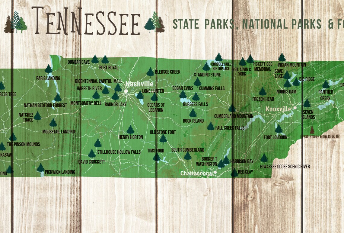 Tennessee Gifts Tennessee State Park National Park Map TN - Etsy
