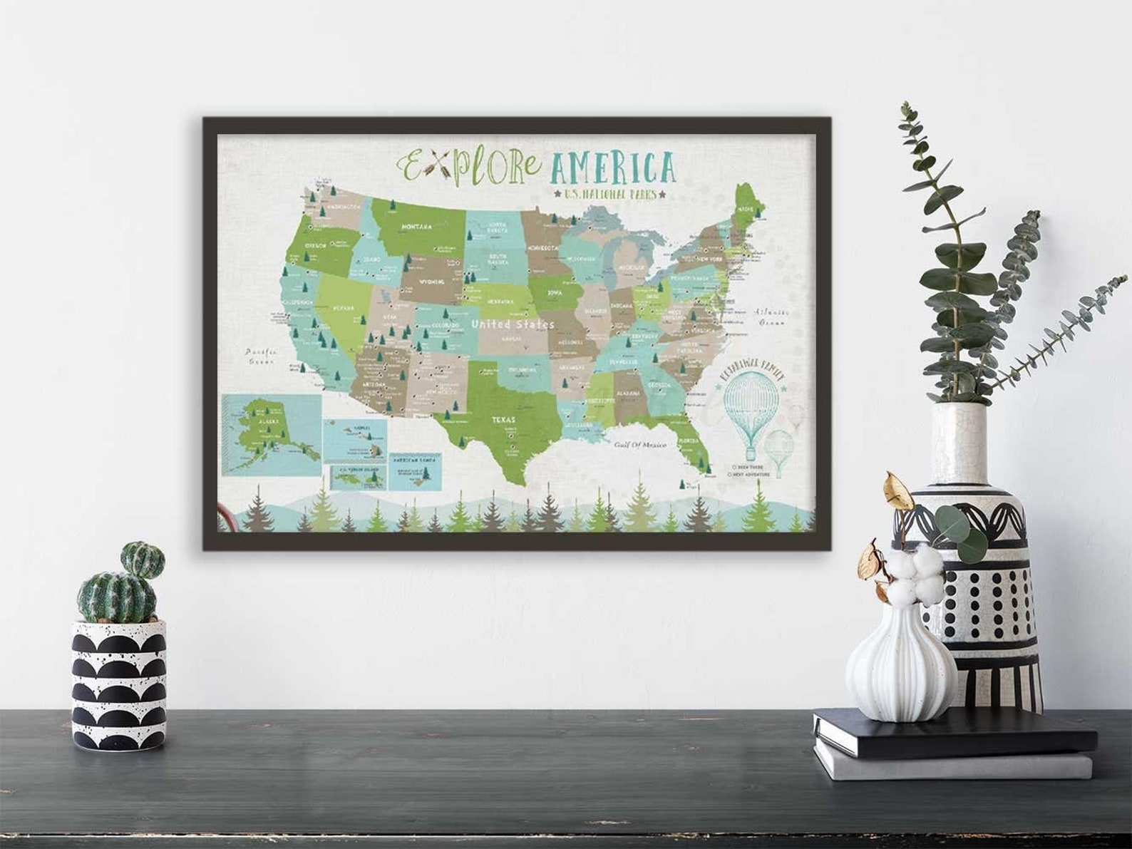 National Park Poster National Park Map for Kids Push Pin - Etsy