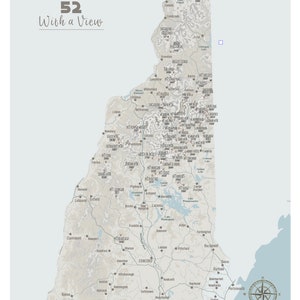 New Hampshire Wall Art, New Hampshire Map, 52 With a View, New ...