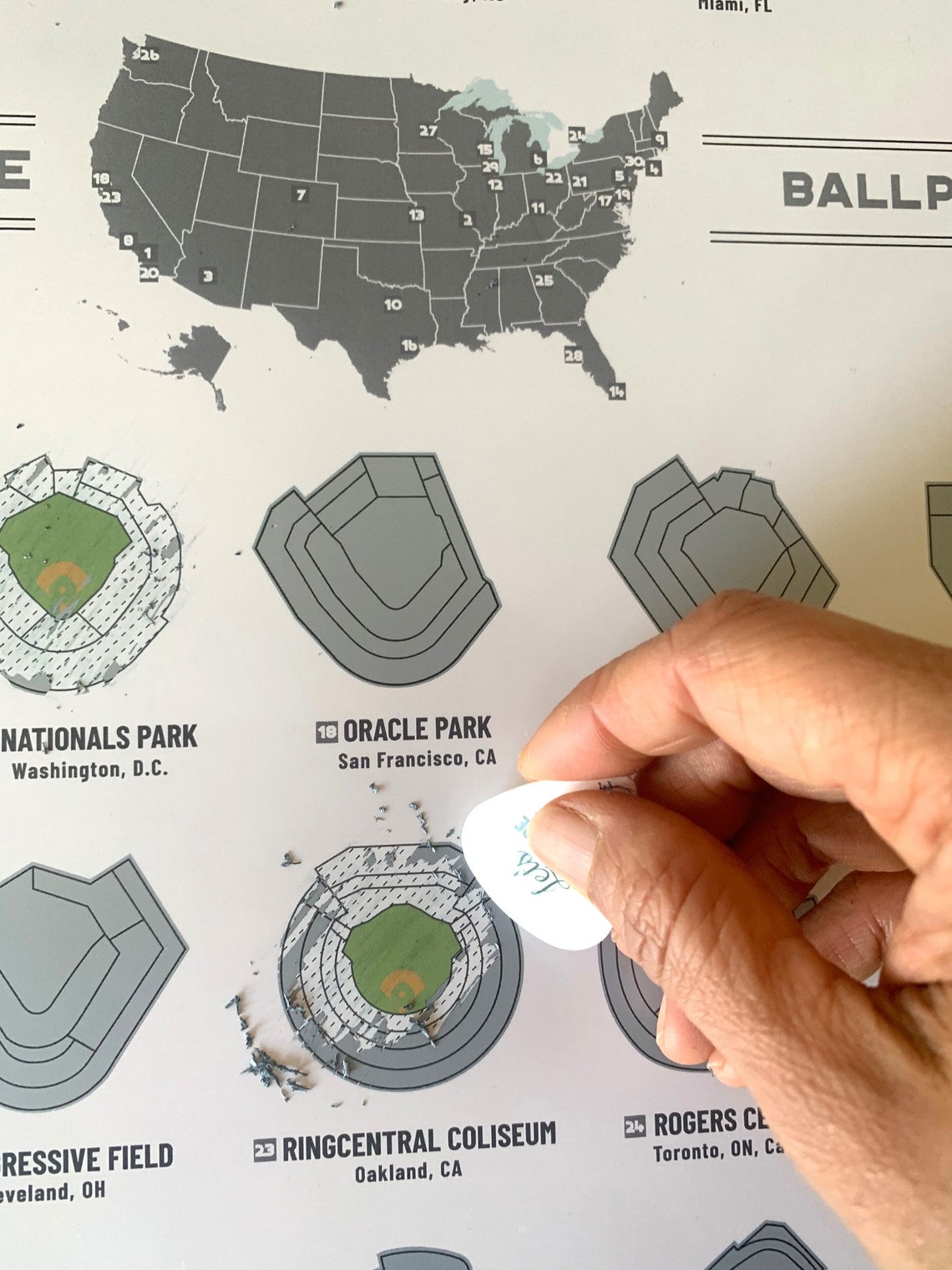 Baseball Stadium Map Baseball Gifts Scratch off Map Scratch - Etsy