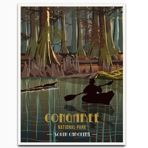 Congaree National Park, National Park Poster, National Park Art ...