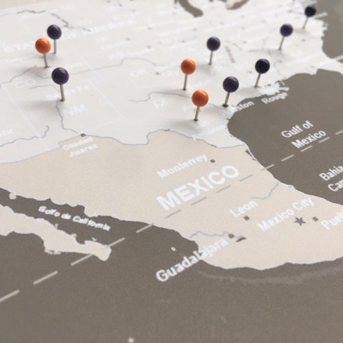 Personalized Black World Push Pin Travel Map - Etsy