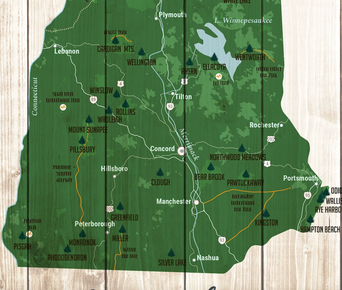 New Hampshire State Park Map New Hampshire Print State Park - Etsy