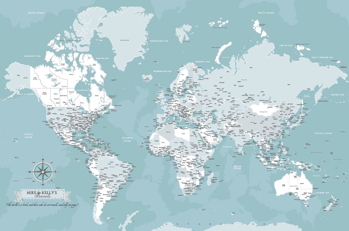 Gift for Dad Map Gift for Parent Map With Compass World | Etsy