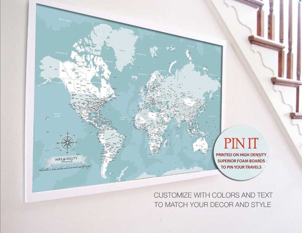 Gift for Dad Map Gift for Parent Map With Compass World | Etsy