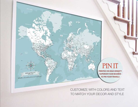 Gift for Dad Map Gift for Parent Map With Compass World | Etsy